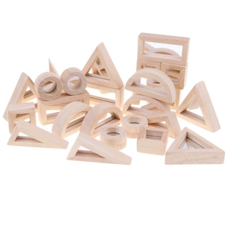 Jual Oem Wooden Mirror Blocks Building Stacking Blocks Kids Learning ...