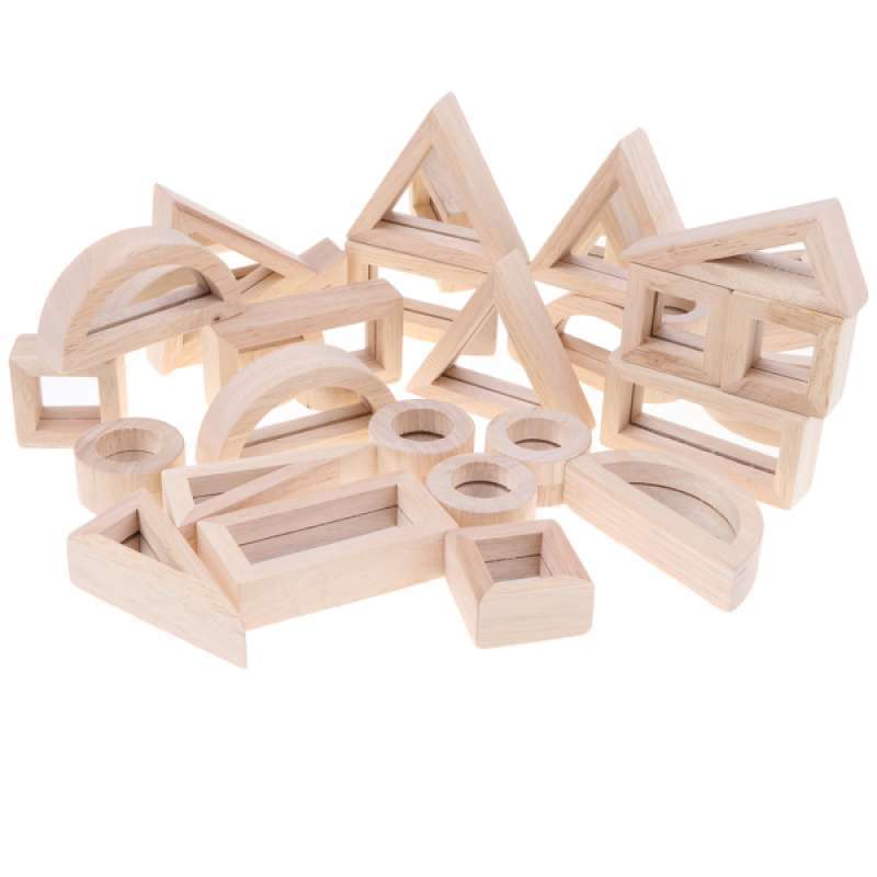 Jual Oem Wooden Mirror Blocks Building Stacking Blocks Kids Learning ...