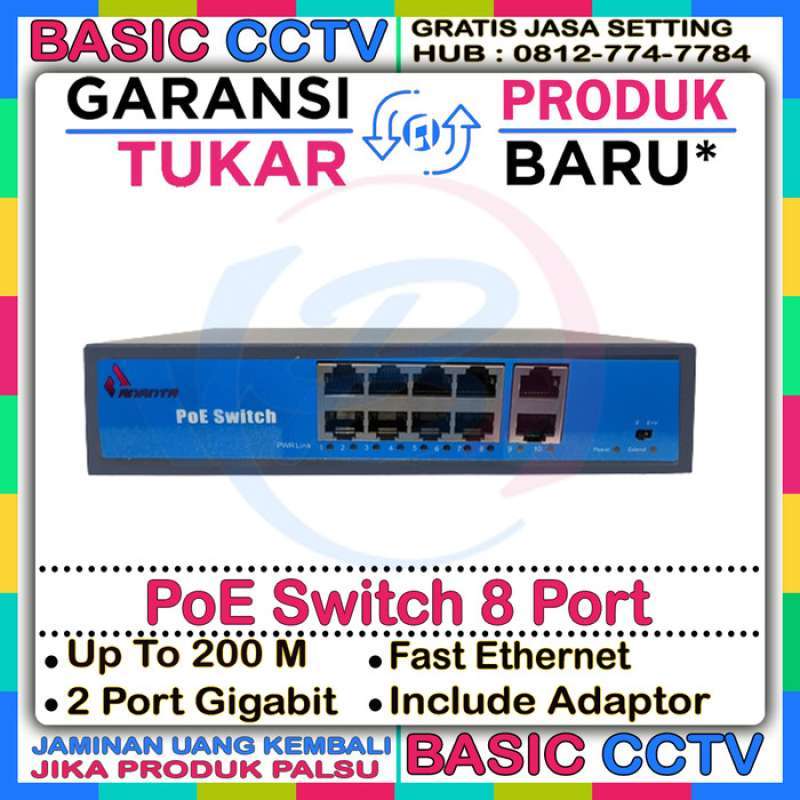 Jual POE SWITCH HUB 8 PORT 2 UPLINK GIGABIT UP TO 250 METER ORIGINAL ...