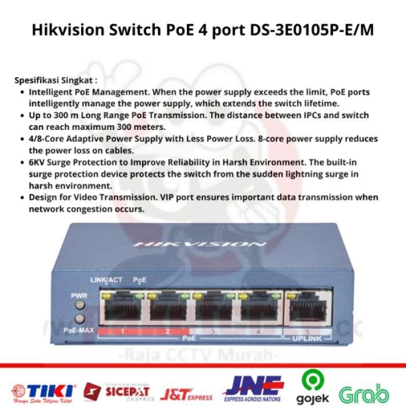 Jual POE Switch Hikvision 4 port DS-3E0105P-E/M di Seller NEW VISION - Pondok Kopi, Kota Jakarta ...