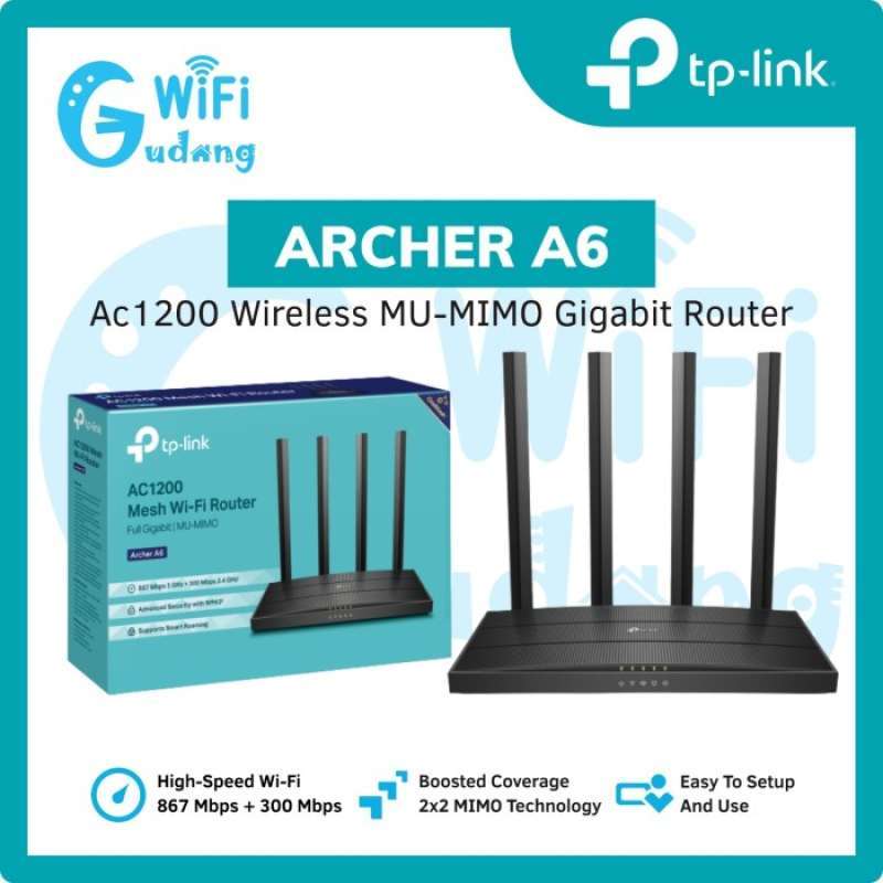 Jual TP-Link ARCHER A6 AC1200 Wireless MU-MIMO Gigabit Router - Random ...