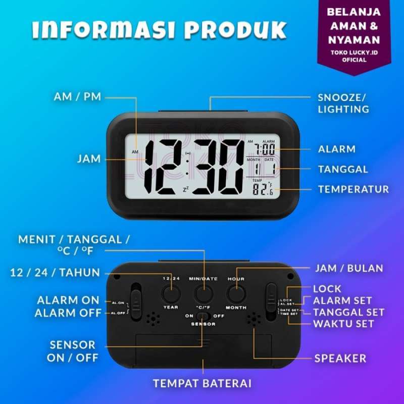 Promo Jam Meja Digital Led Screen Smart Alarm Portable Diskon 50% Di ...