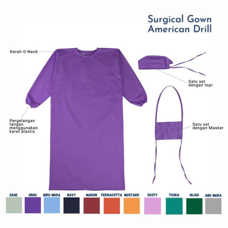 Jual SURGICAL GOWN AMERICAN DRILL | BAJU OPERASI | GOWN APD | GOWN ...