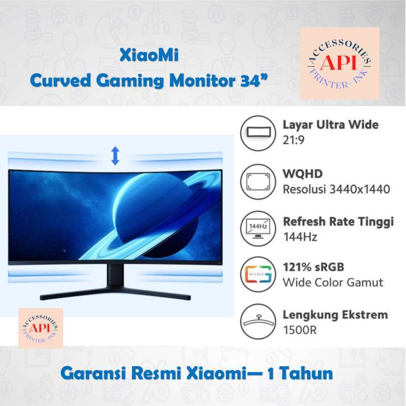 Promo Monitor Xiaomi 34 inch 144Hz Curved Gaming WQHD AMD FreeSync ...