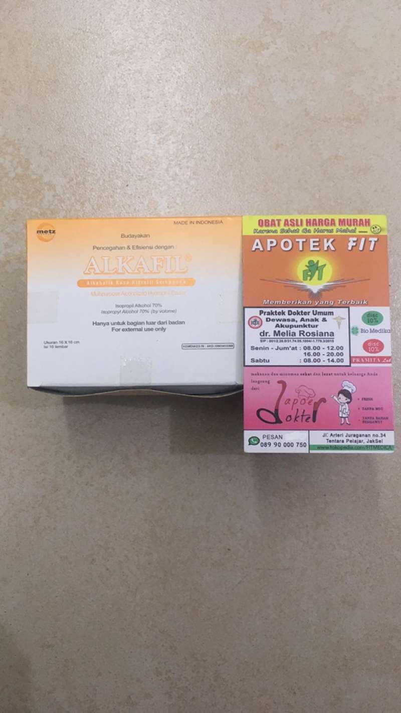 Jual Alkafil Alkoholik Kasa Hidrofil Serbaguna Tebal. 1 Kotak isi 16 ...