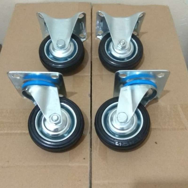 Promo Roda Troli Roda Trolley Roda Karet 3 Inch/Inci 1 Set (4 Buah ...