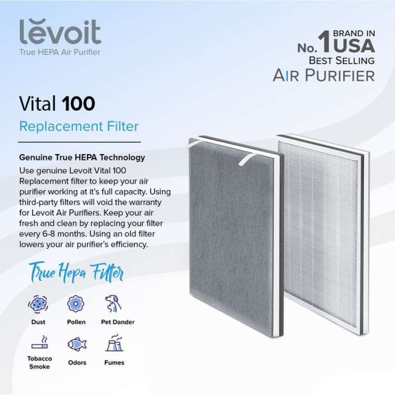 Promo Levoit Vital 100 Air Purifier Replacement Filter True HEPA Filter ...