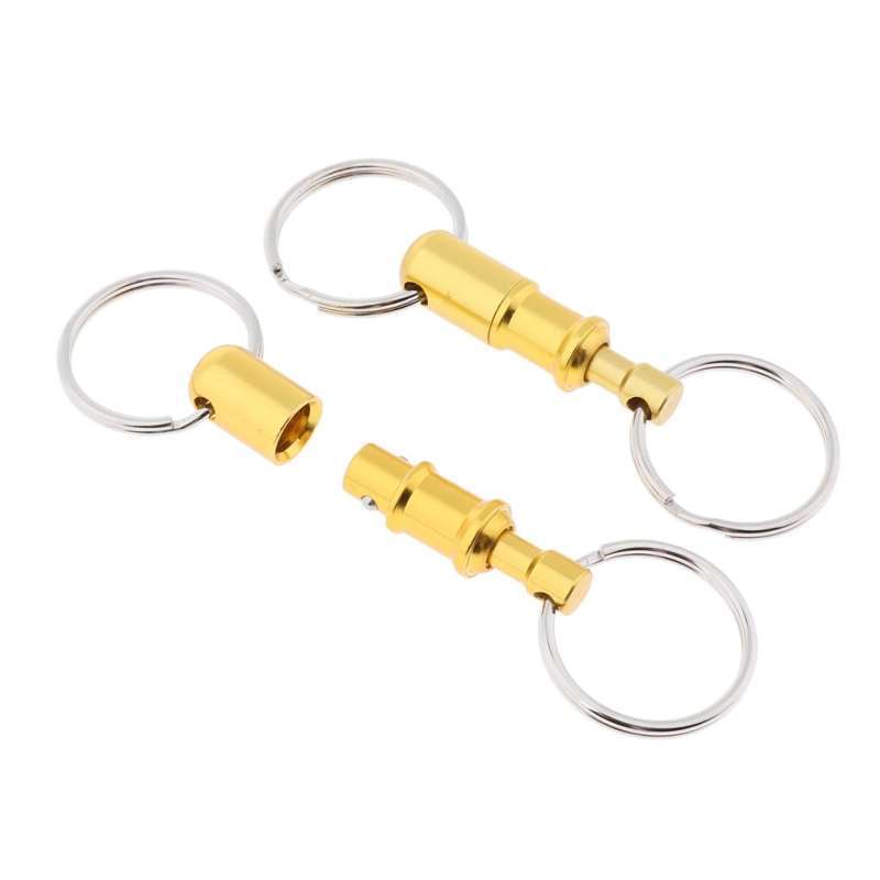 Promo Lot of 2 Golden Detachable Pull Apart Quick Release Keychain Dual ...