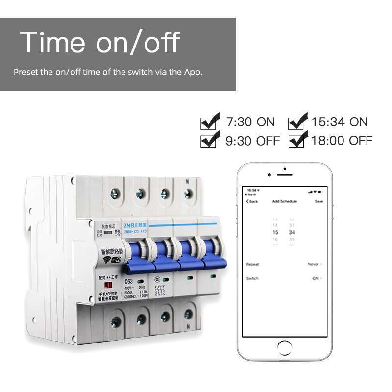 Jual 4P WiFi Smart Circuit Breaker Switch Smart Home Automation ...