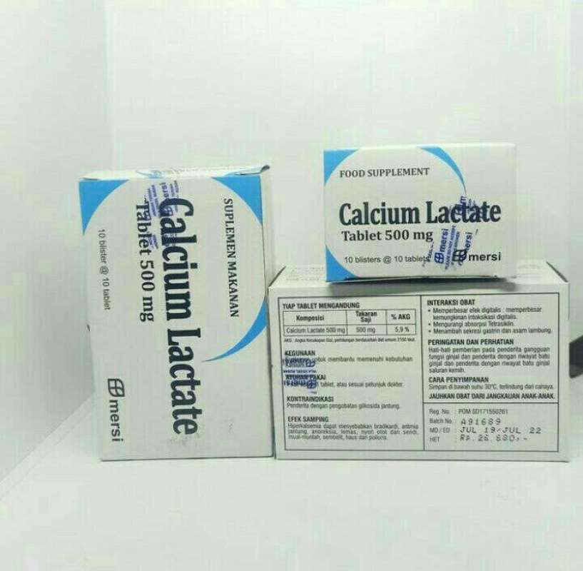Jual Mersi Calcium Lactate/box Isi (100 Tablet) Obat Resep Dokter Di ...