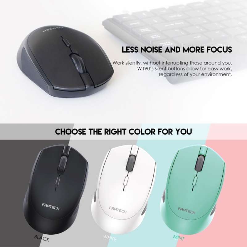Jual Fantech W190 - W-190 Wireless Dual Connection Silent Mouse Di ...