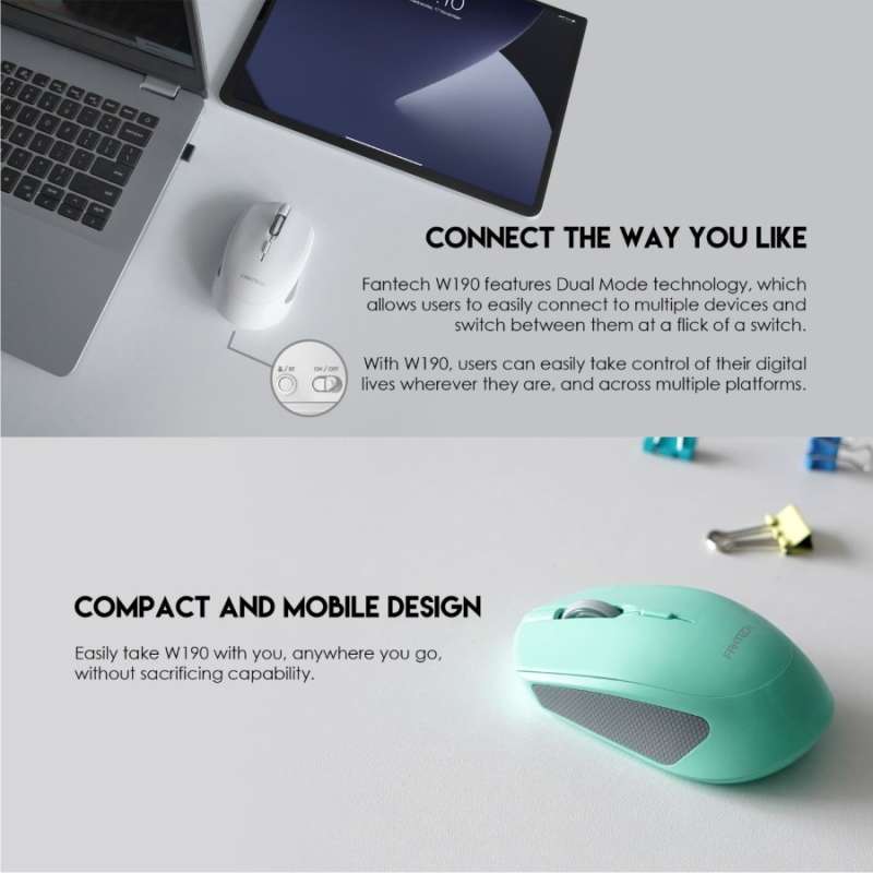 Jual Fantech W190 - W-190 Wireless Dual Connection Silent Mouse Di ...