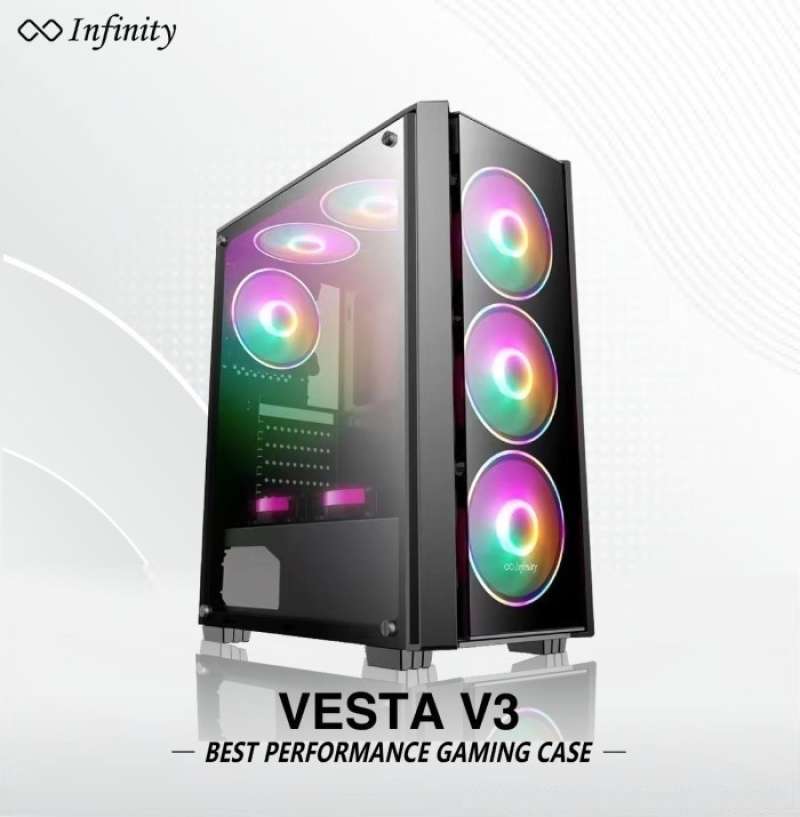 Jual PC Case Gaming Infinity Vesta V3 Free 4Fan Tempered Glass di ...
