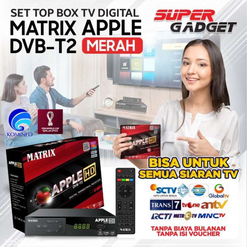 Jual Set Top Box Matrix Apple Dvbt-2 Stb Antena Tv Digital Wifi Merah ...