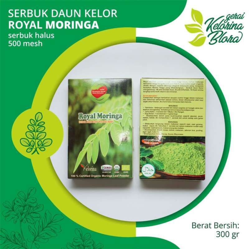 Jual Kelorina Herbal Serbuk Daun Kelor Halus - Royal Moringa 300 Gr Di ...