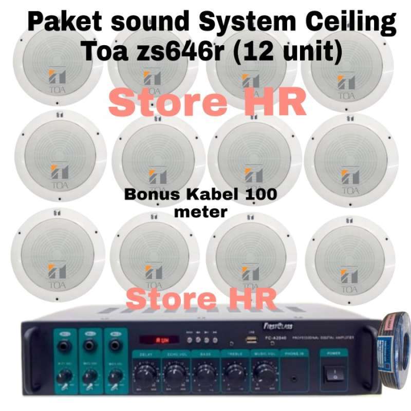 Jual paket speaker ceiling toa zs 646r ampli FC-A2040 120 Watt ( 12 ...