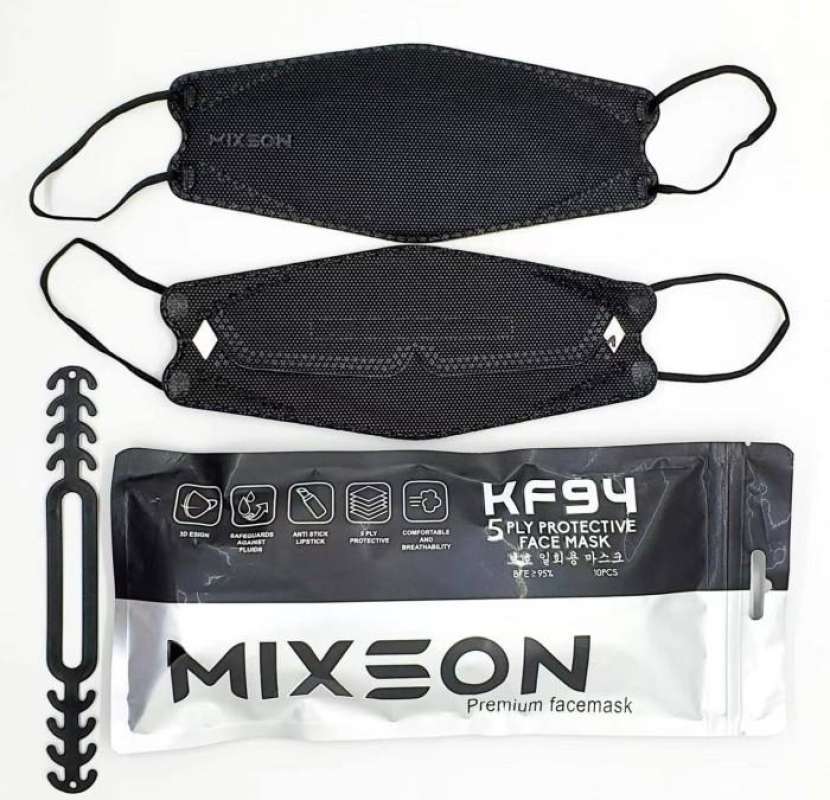 Jual King [ Mixson ] Masker Premium Kf94 4 Ply Isi 10Cs Tali Sewarna - - 10 Black di Seller ...