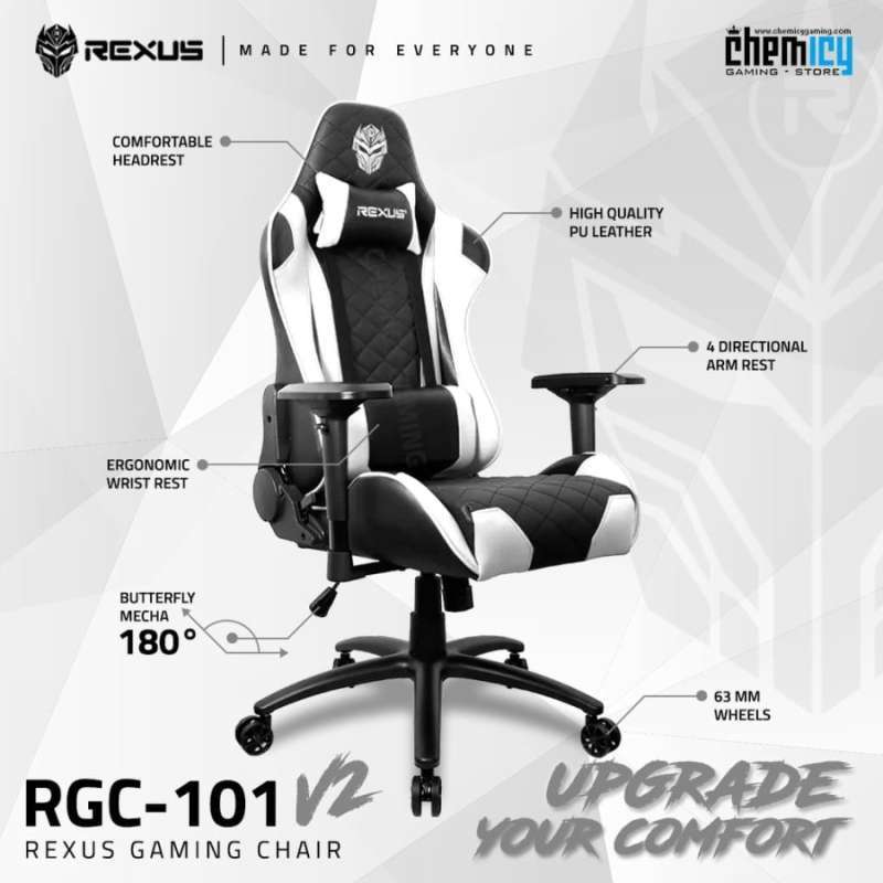 Jual Rexus Gaming Chair / Kursi Gaming RGC 101 V2 White / Putih di ...