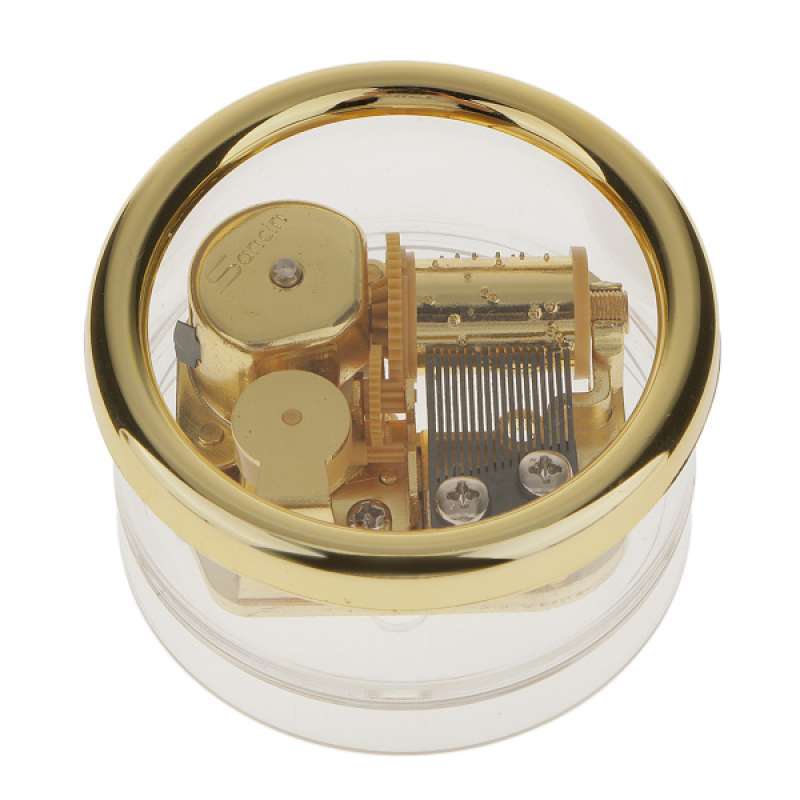 Jual Acrylic Round Transparent Wind-up Music Box Melody Happy Birthday ...