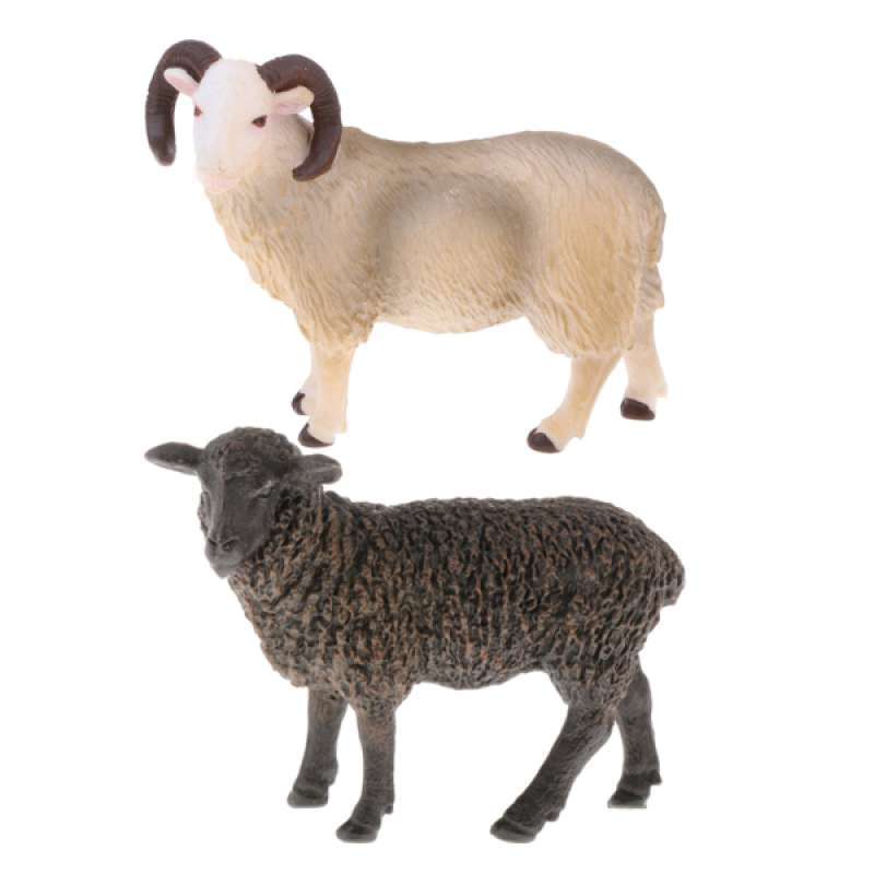 Jual Animals Figure,Mini White Sheep and Black Goat Model, Realistic ...