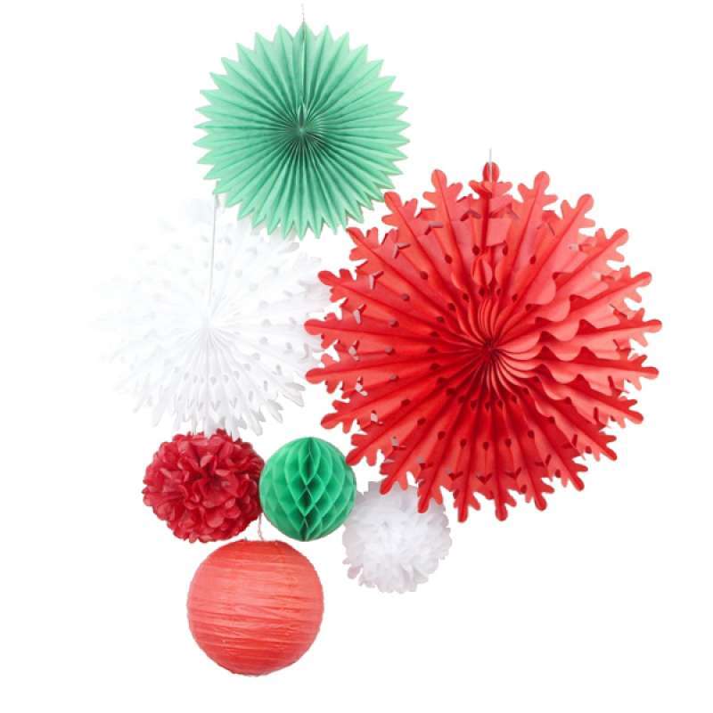 Promo 7/set Paper Fan Tissue Honeycomb Ball Lantern Garland Birthday ...