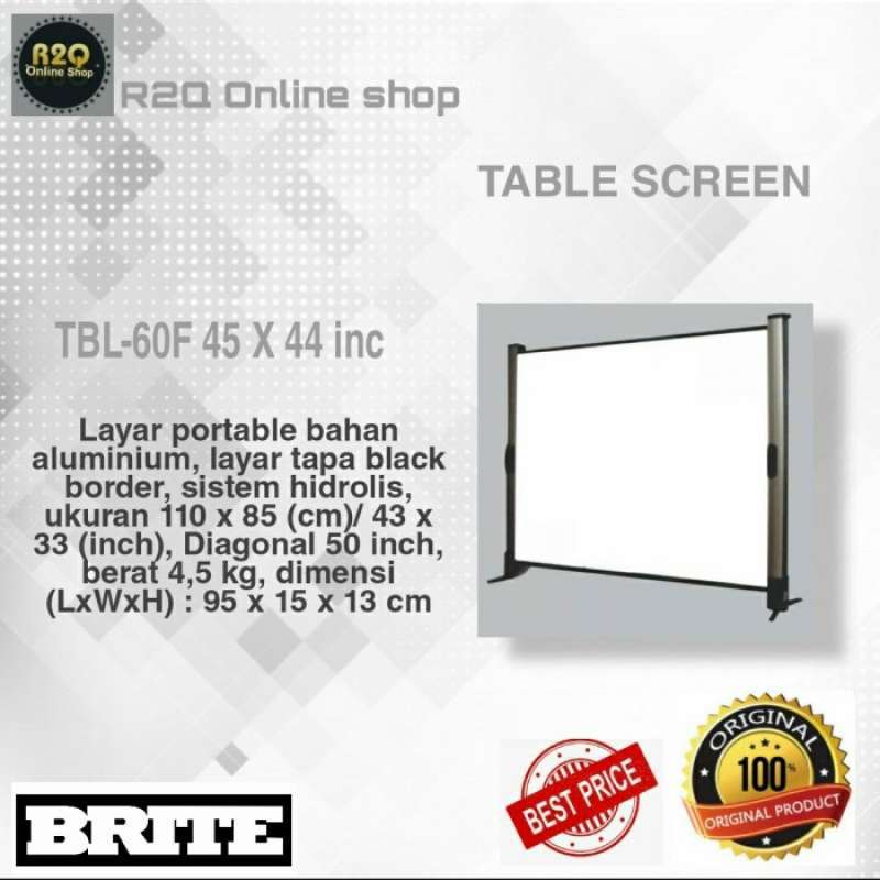 Jual Layar Proyektor Brite Screen TBL80f TABLE SCREEN Layar Portable di ...