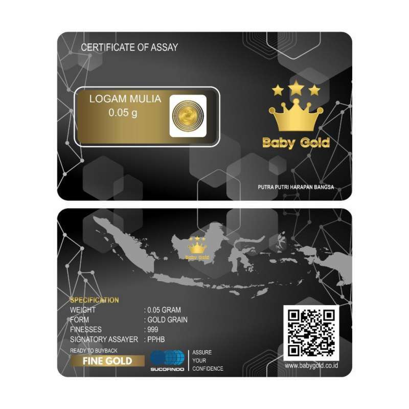 Jual Baby Gold Emas Mini 0,05 Gram Logam Mulia Murni Batangan Asli 24 ...
