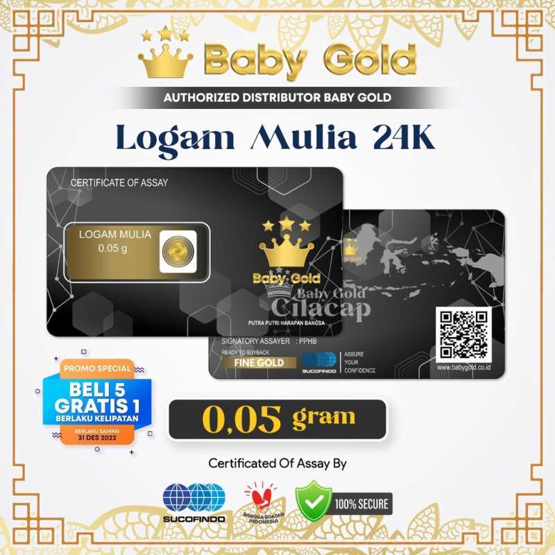 Jual Baby Gold Emas Mini 0,05 Gram Logam Mulia Murni Batangan Asli 24 ...
