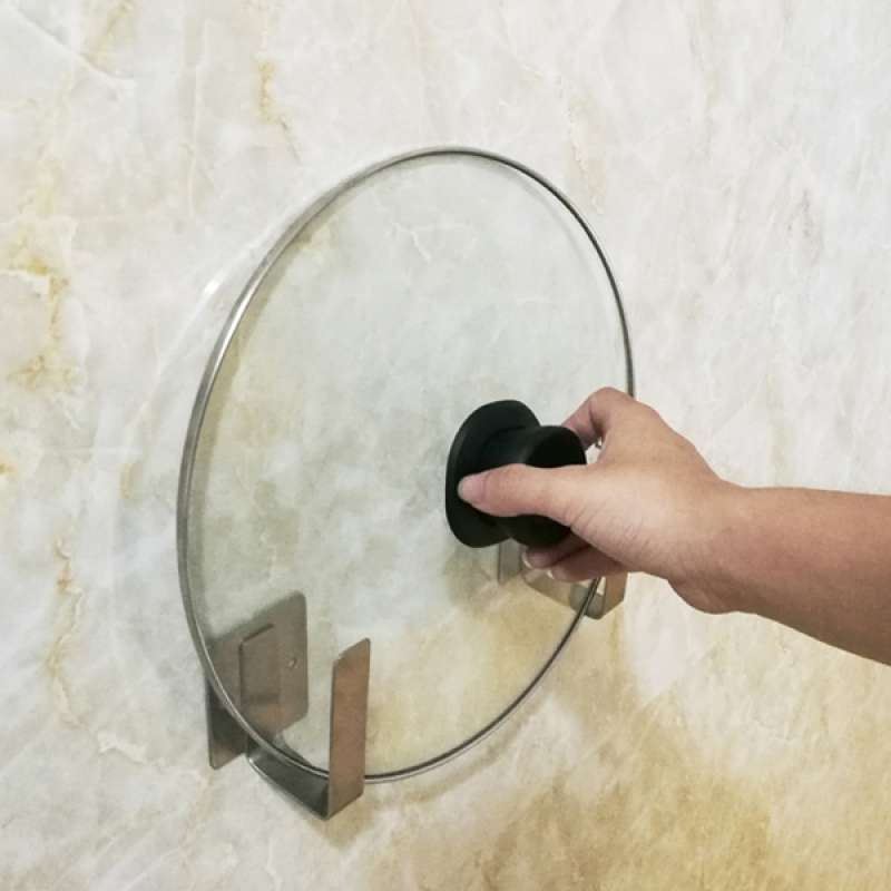 Jual Stainless Steel Pot Lid Holder Wall Mounted Kitchen Shelves ...