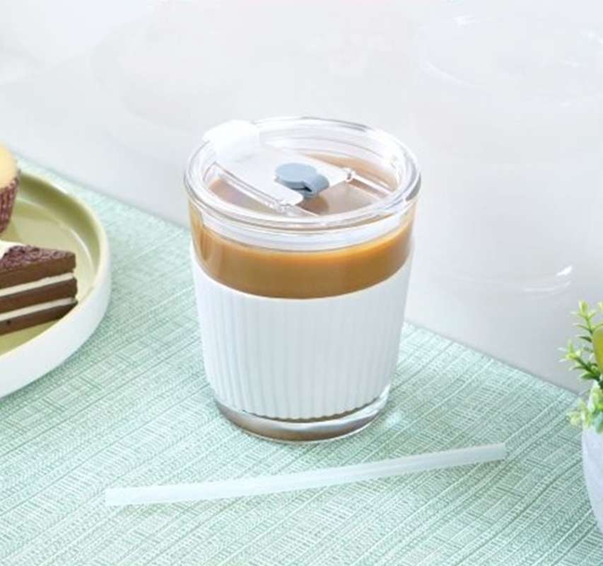 Promo Ataru 350 Ml Gelas Tumbler Kaca Dengan Penutup Dan Sedotan Putih ...