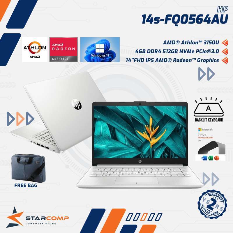 Jual HP 14s-FQ0564AU Athlon 3150U 4GB 512GB SSD 14 AMD Radeon W11 OHS ...
