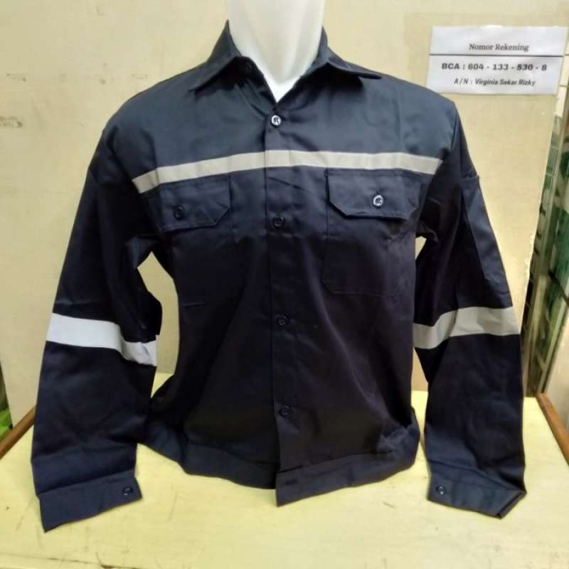 Jual baju safety proyek lapangan lengan panjang bahan drill murah di ...