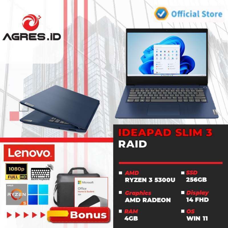 Jual LENOVO IDEAPAD SLIM 3 RAID RBID RCID - RYZEN 3 5300 4GB 256SSD ...