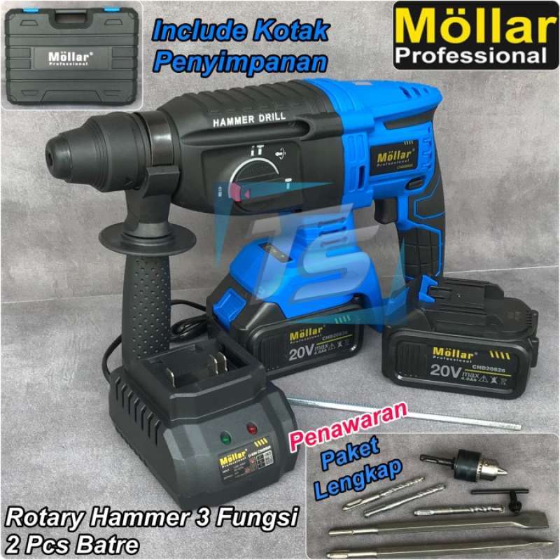 Promo Mesin Bor Bobok Tembok Beton Baterai SDS Cordless Rotary Hammer ...