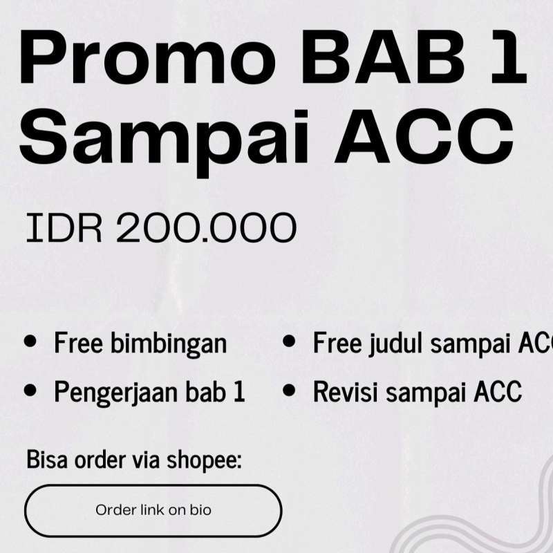 Promo Skripsi Bab 1 Sampai ACC Diskon 50% di Seller Jokiskripsi100k - Kota Surakarta (Solo ...