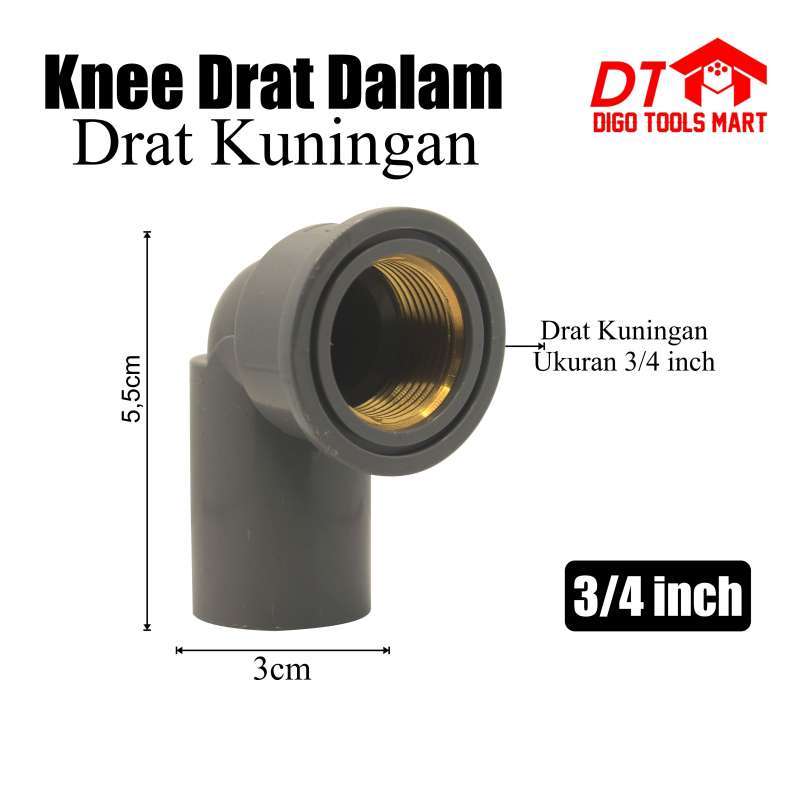 Promo Knee Drat Dalam Drat Kuningan Kdd Ukuran 3/4 Inci Diskon 1% Di Seller Digo Tools Mart ...