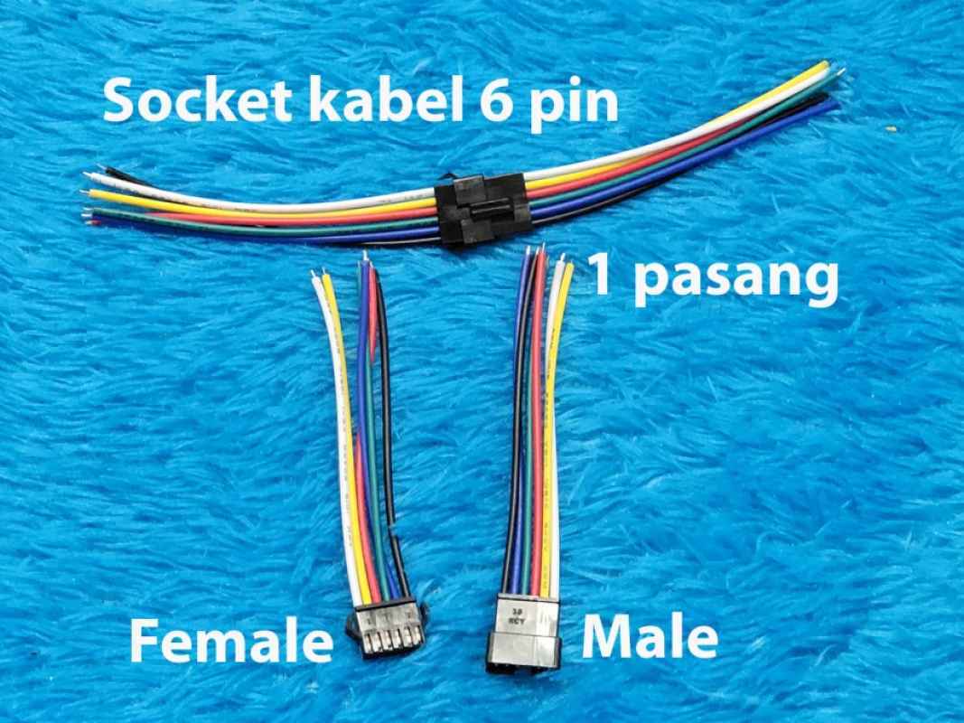 Promo Socket kabel 6 pin ( male + female ) 21cm - sambungan kabel ...