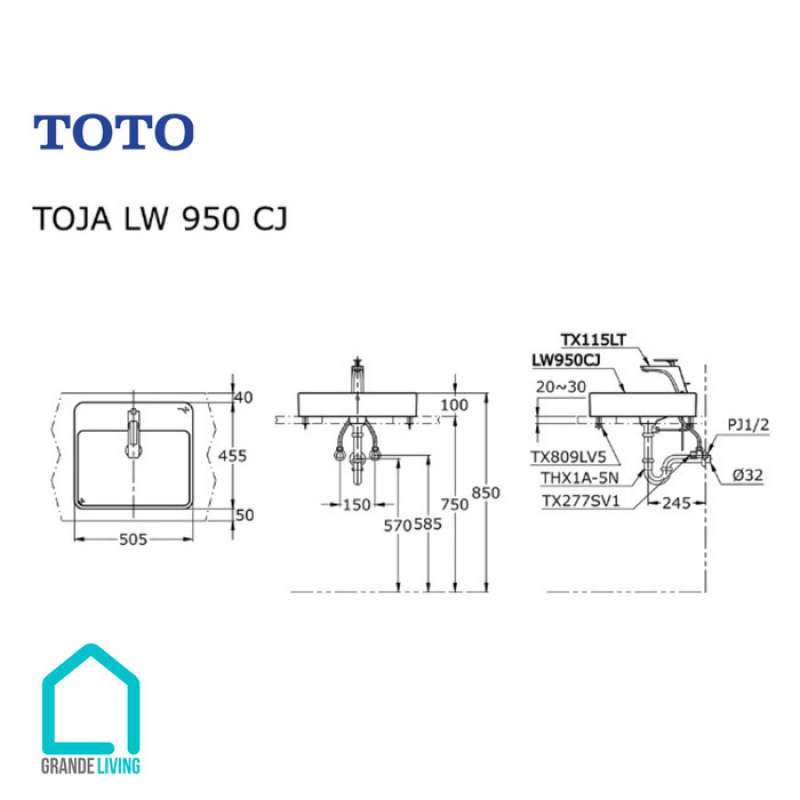 Promo Toto Wastafel Keramik Console Lavatory Lw 950 Cj Lw950cj Body Only Diskon 5% Di Seller ...