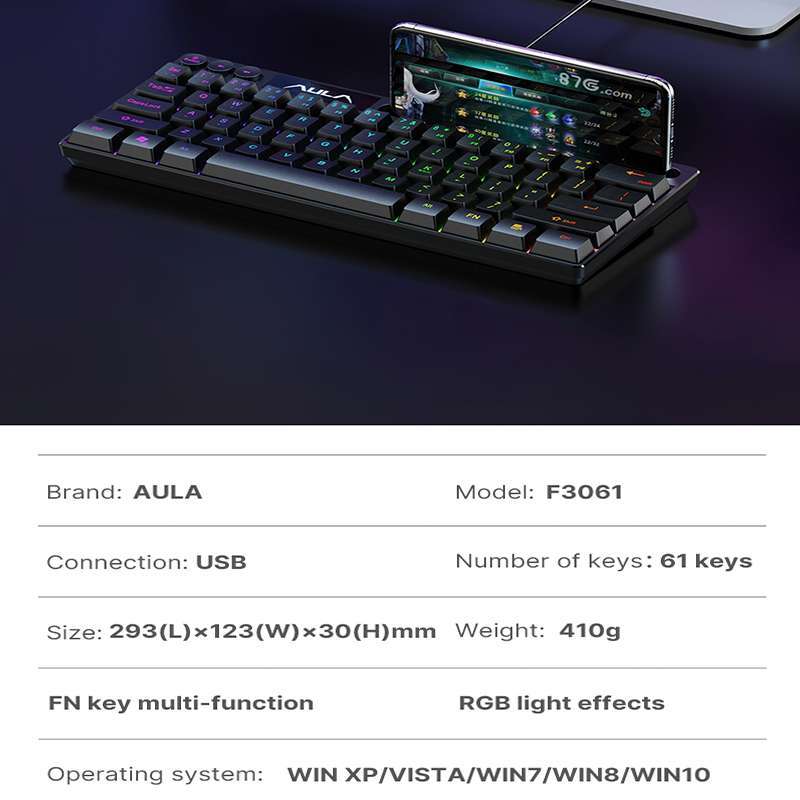 Promo Aula Gaming Keyboard 61% Wired Membrane F3061 Led Rgb Running ...