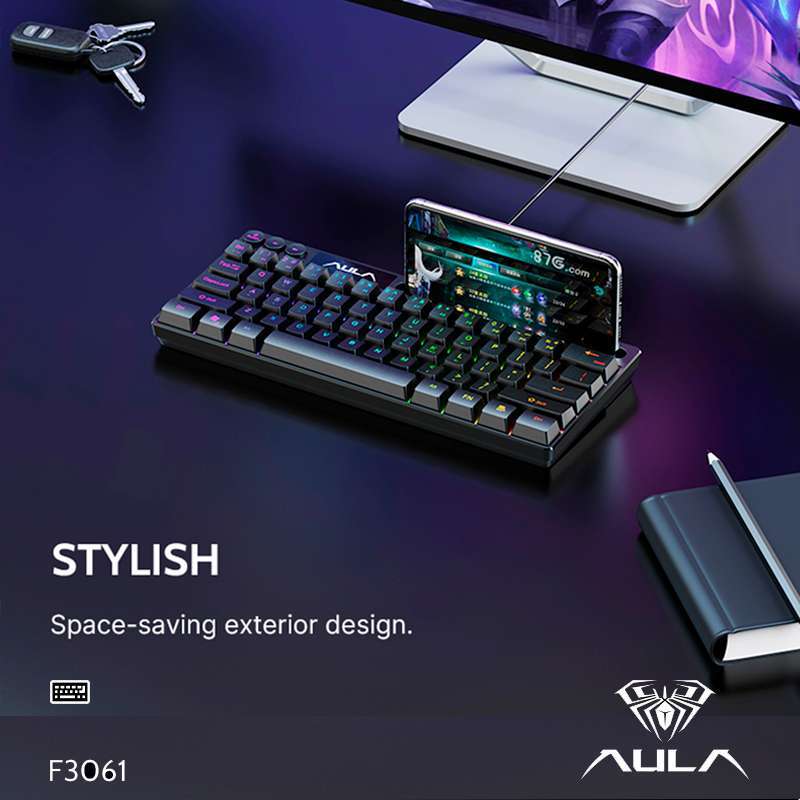 Promo Aula Gaming Keyboard 61% Wired Membrane F3061 Led Rgb Running ...