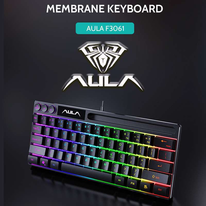 Promo Aula Gaming Keyboard 61% Wired Membrane F3061 Led RGB Running ...