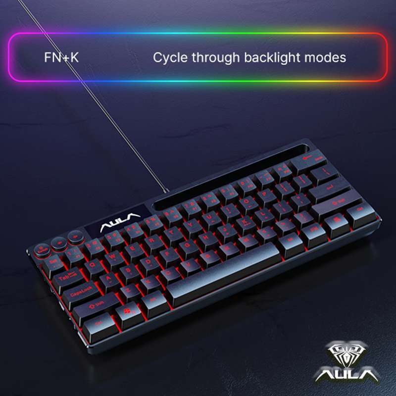 Promo Aula Gaming Keyboard 61% Wired Membrane F3061 Led Rgb Running ...
