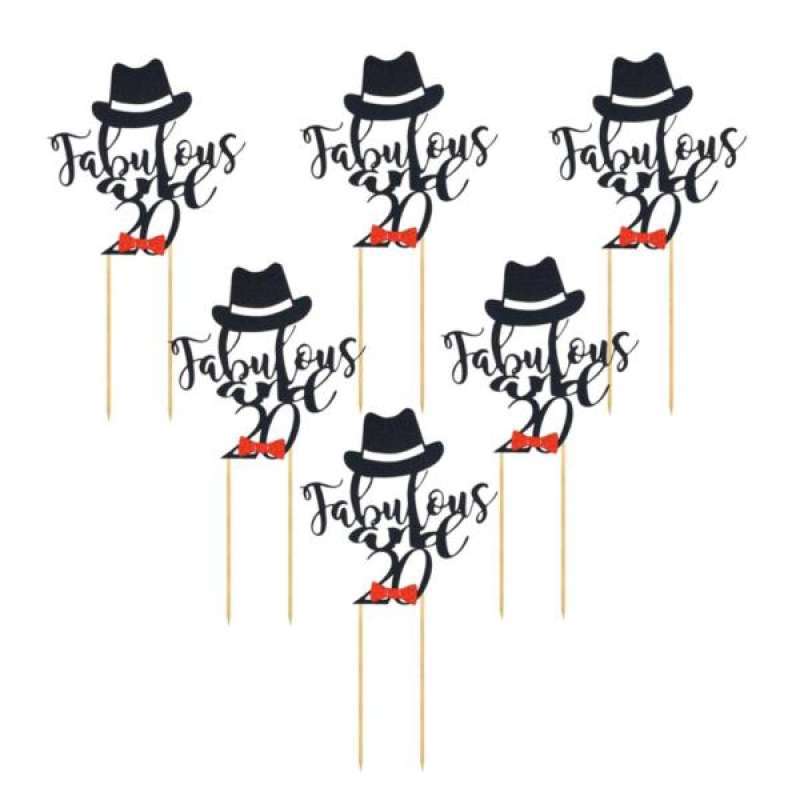 Jual Oem 6x Fabulous Male Cake Topper Happy Birthday Cupcake Baking ...