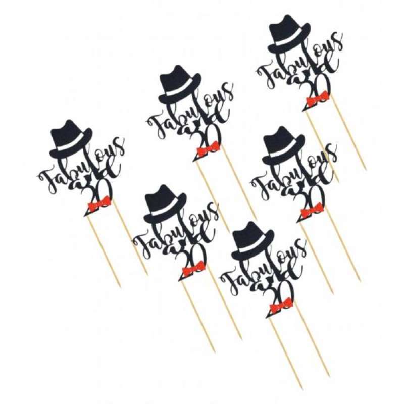 Jual Oem 6x Fabulous Male Cake Topper Happy Birthday Cupcake Baking ...