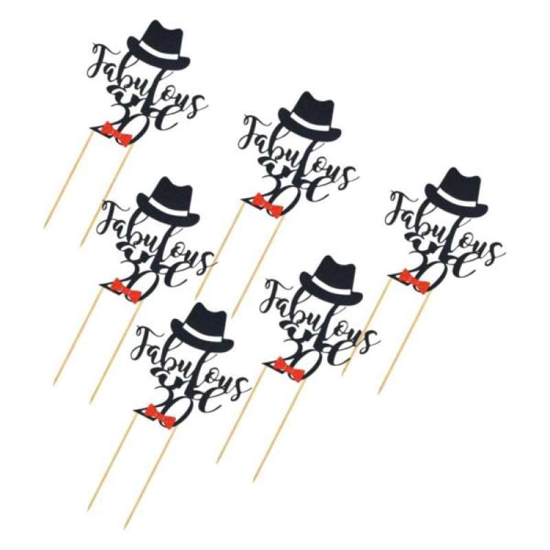 Jual Oem 6x Fabulous Male Cake Topper Happy Birthday Cupcake Baking ...