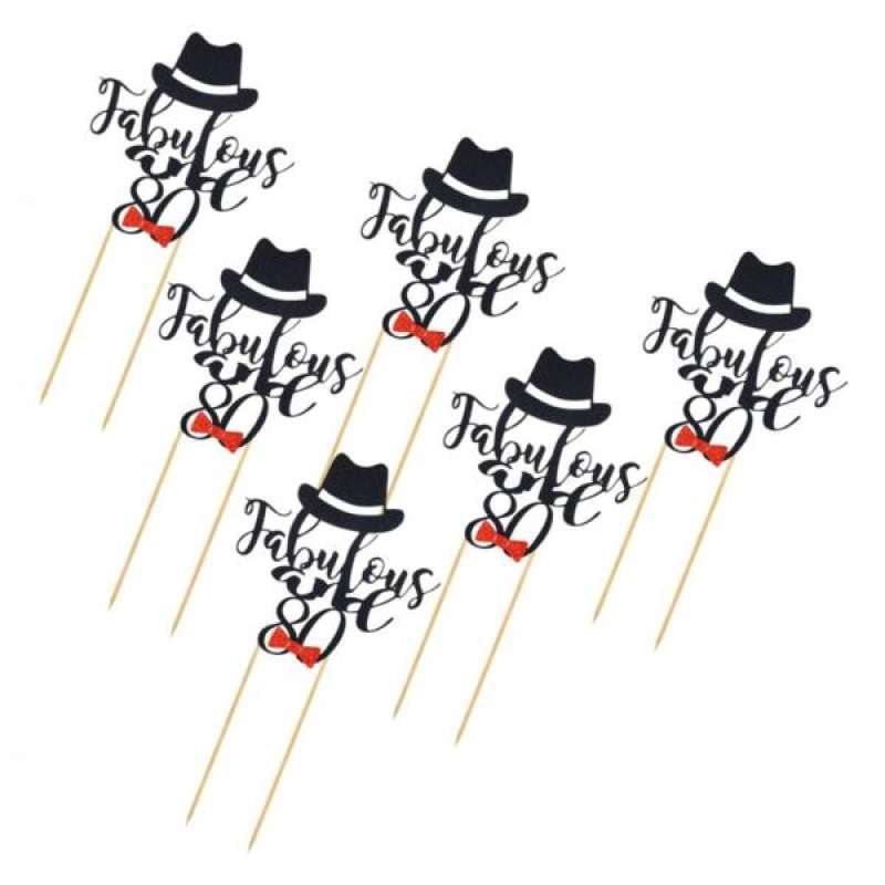 Jual Oem 6x Fabulous Male Cake Topper Happy Birthday Cupcake Baking ...