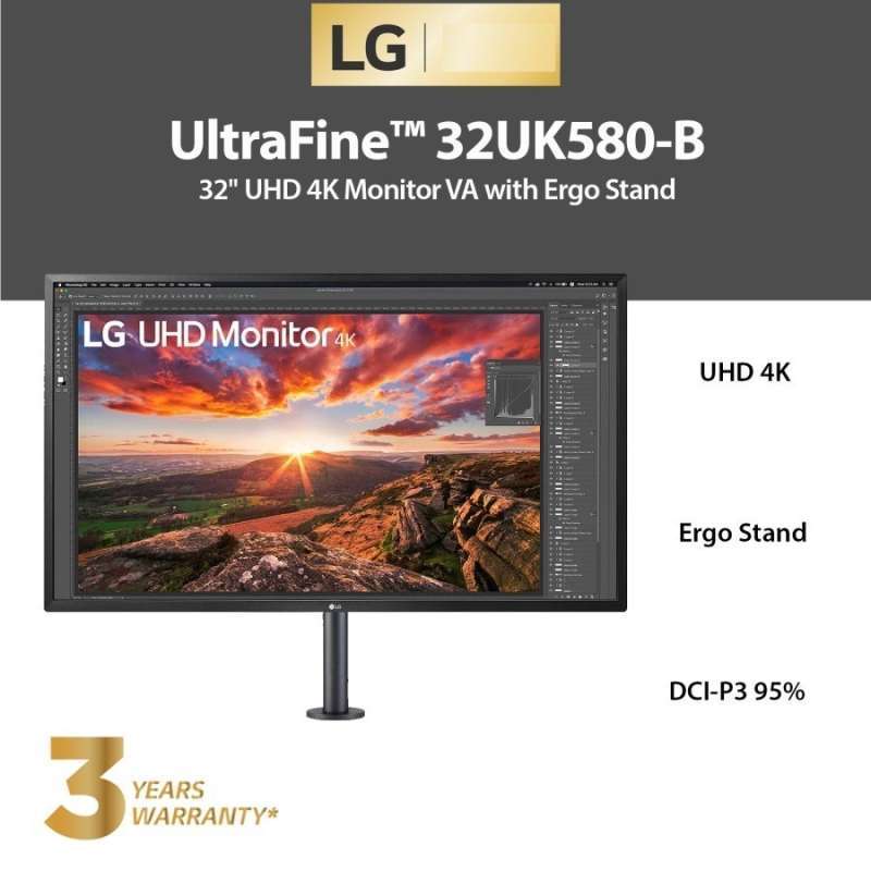 Jual Monitor Lg 32uk580-b.ati Lg 31.5inc,ips 4k Uhd Ergo Hdr10, 300nits ...