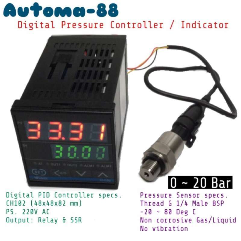 Promo DIGITAL PRESSURE CONTROLLER 0-20BAR INCLUDE SENSOR 20 BAR 2MPA ...