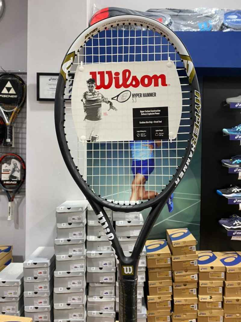Jual Raket Tenis Wilson Hyper Hammer 5.3 Grey Gold [237 Gram / 110 Inc ...