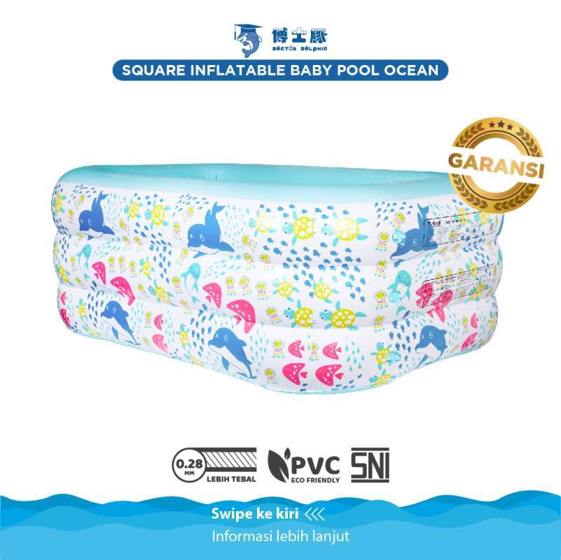 Promo DOCTOR DOLPHIN Square Inflatable Baby Pool Uk. 180*135*60 Cm ...